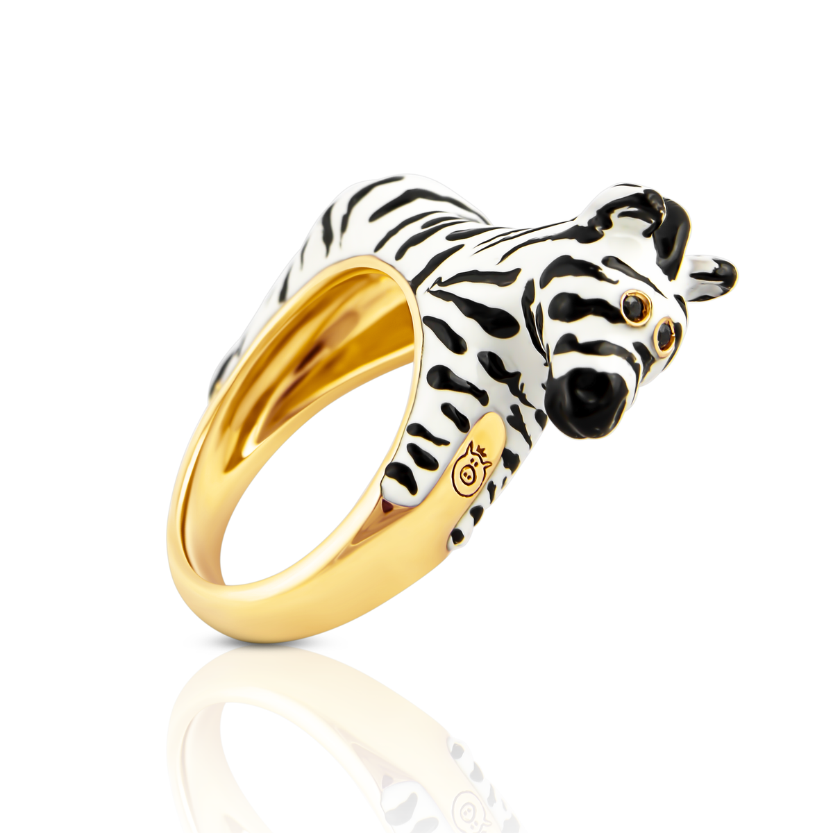 18K Gold-Plated Enamel Marta Zebra Ring I IndieFaves